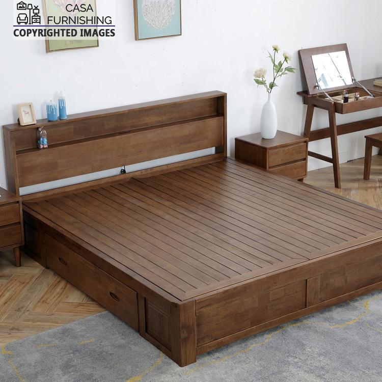 Double Bed Design | Wooden Designer Bed With Sliding Storage | Casa ...