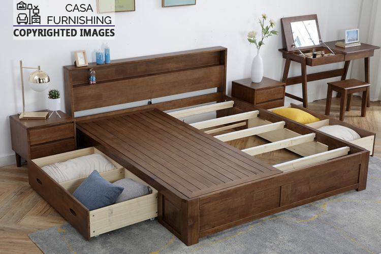 Double Bed Design | Wooden Designer Bed With Sliding Storage | Casa ...